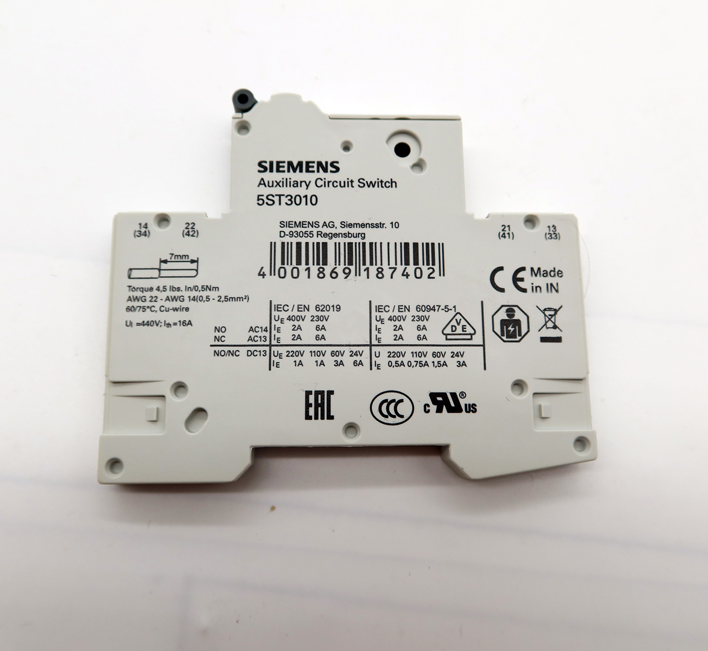 5ST3010 Auxiliary Switch for Miniature Circuit Breaker New and Original