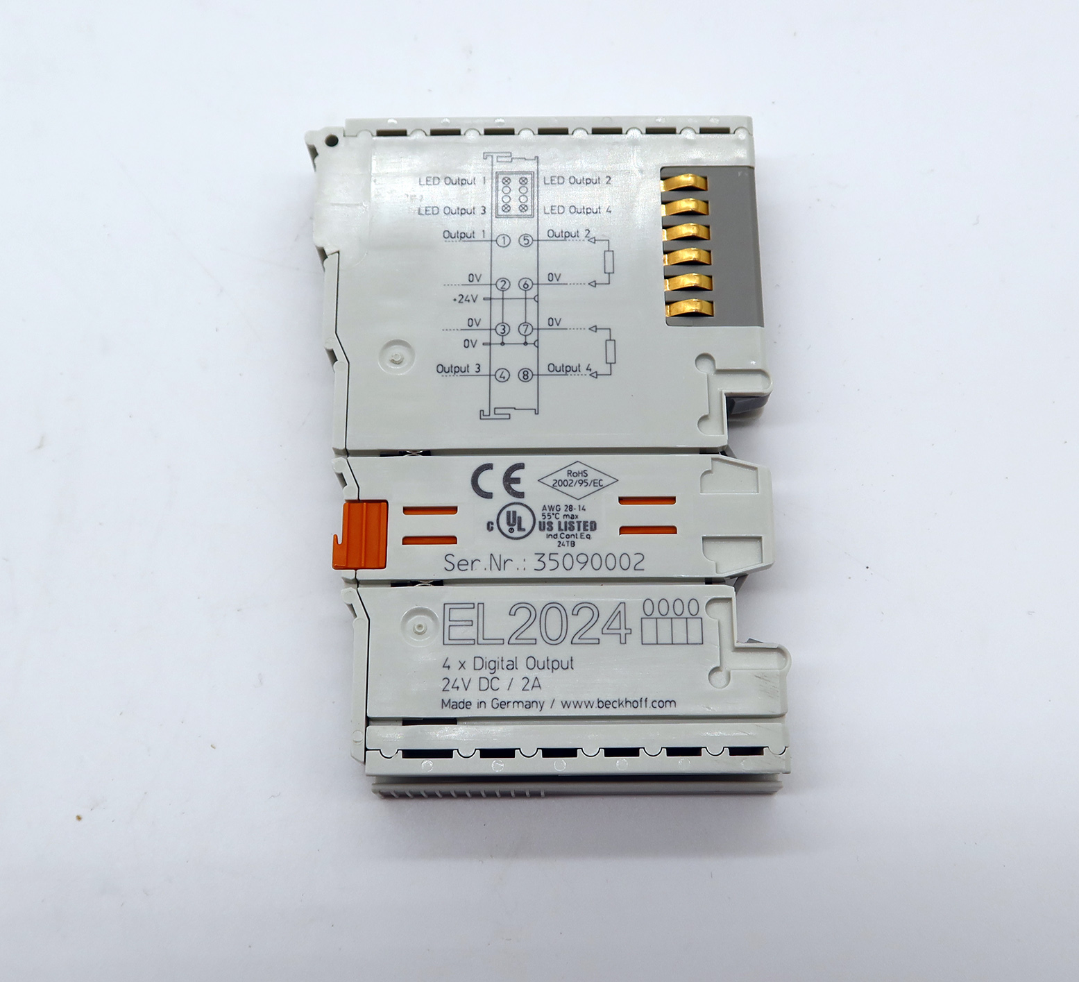 BECKHOFF EL2024 EtherCAT Terminal 4-channel digital output 24 V DC 2 A New and Original