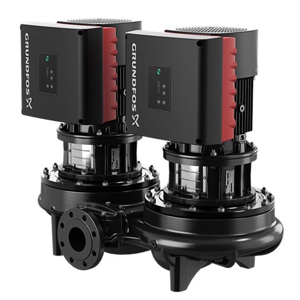 Single stage pipeline pump with dual head MGE motor assembly for Grundfos